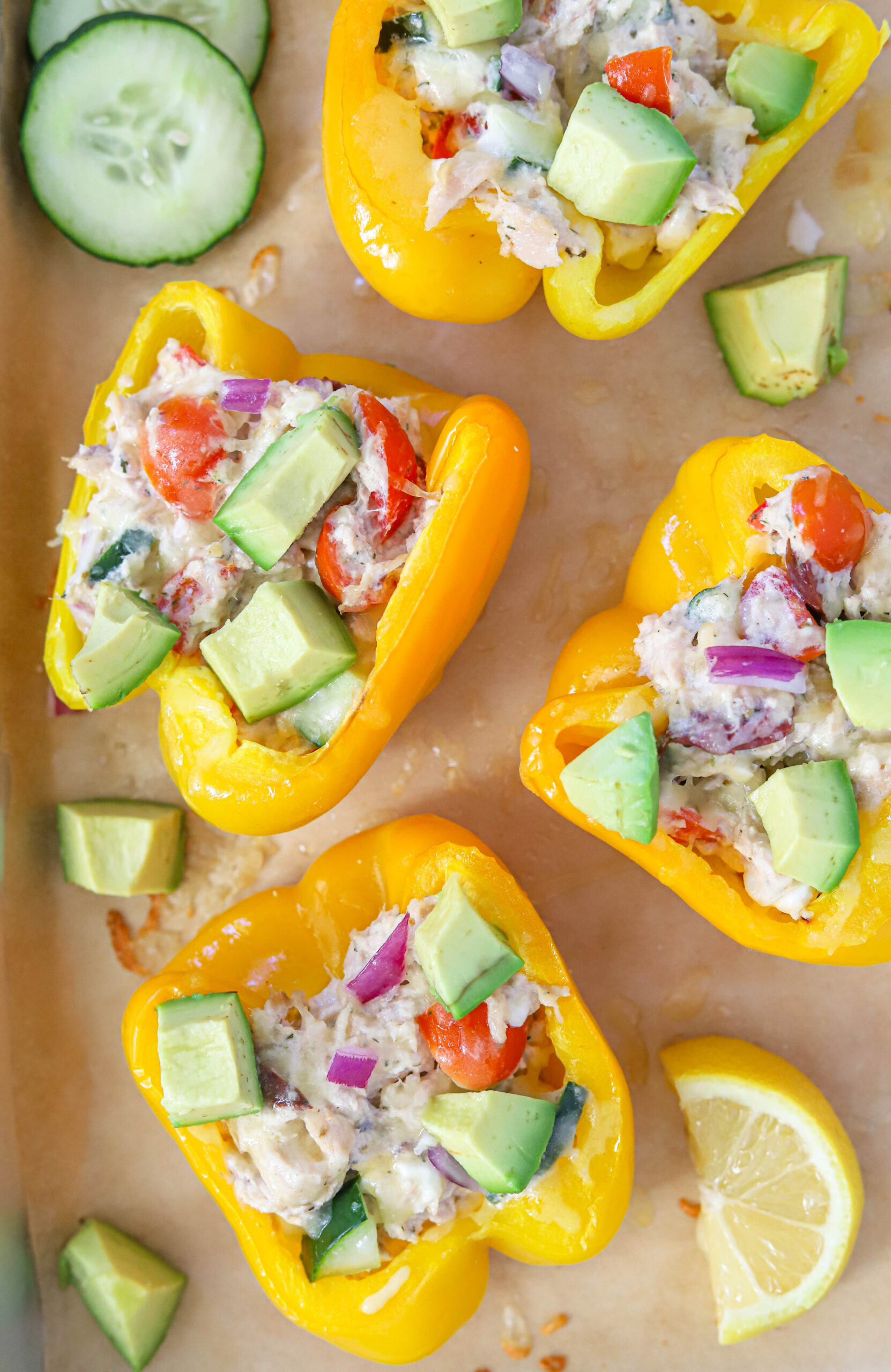 Healthy Mediterranean Tuna Stuffed Peppers - Honest Grub, Honest Foodie